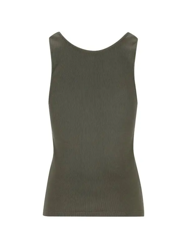 Saint Laurent Ribbed Tank Top With Embroidered Logo