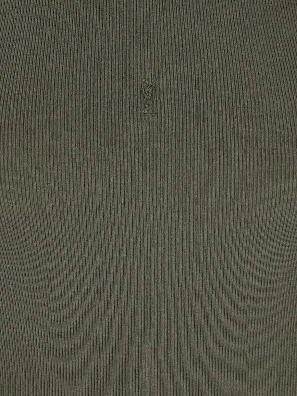 Saint Laurent Ribbed Tank Top With Embroidered Logo