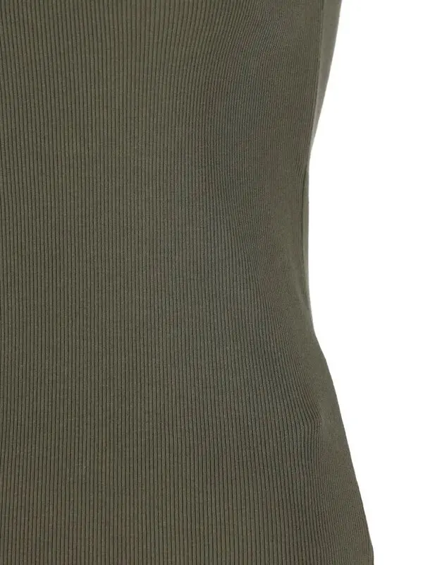 Saint Laurent Ribbed Tank Top With Embroidered Logo