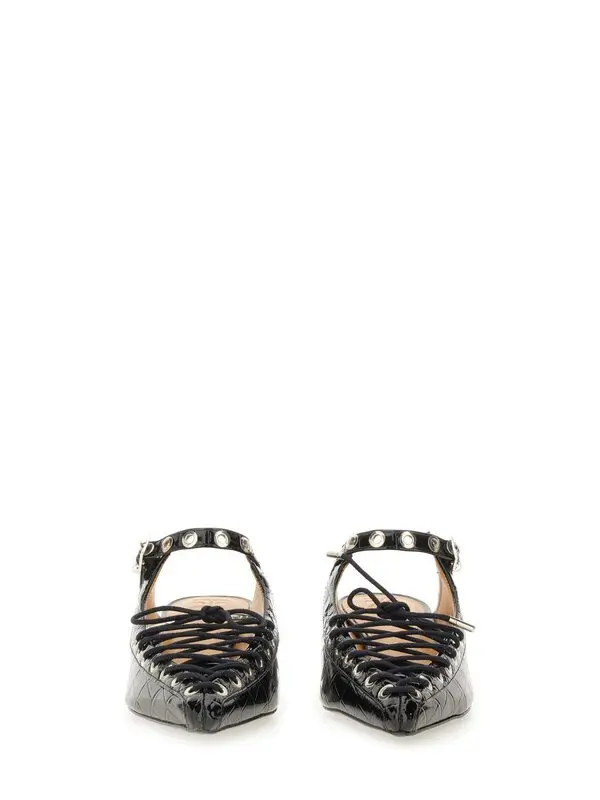 GANNI Mule Lace-up - Black