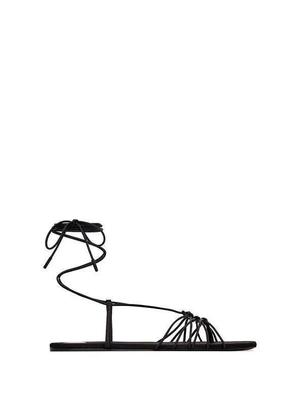 Saint Laurent Babylone Flat Sandals With Tie Fastening - Multicolor