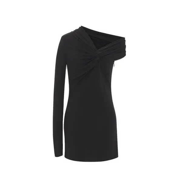 Saint Laurent One-sleeve Twisted Dress - Black