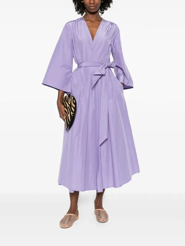 FORTE_FORTE Cotton Blend Belted Midi Dress - Multicolor