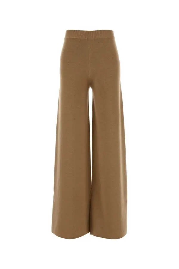 Max Mara Camel Wool Blend Wide Leg Pants - Brown