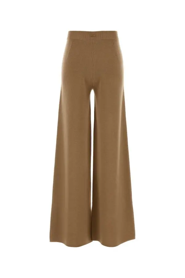 Max Mara Camel Wool Blend Wide Leg Pants - Brown