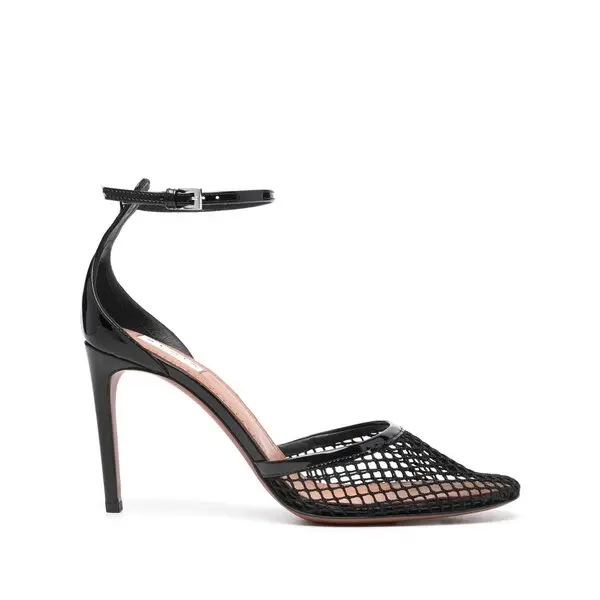 Alaïa Fishnet Ankle Strap Pumps - Black