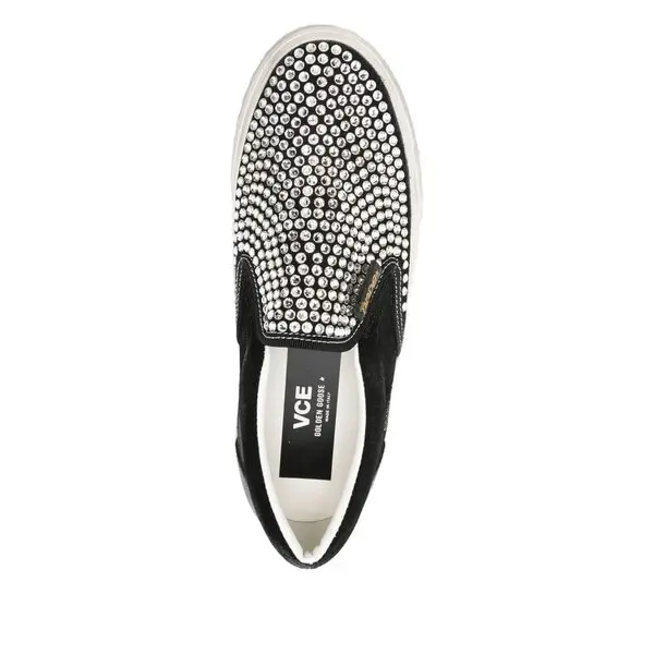 GOLDEN GOOSE Calf Suede Crystal Embellished Slip-on Trainers