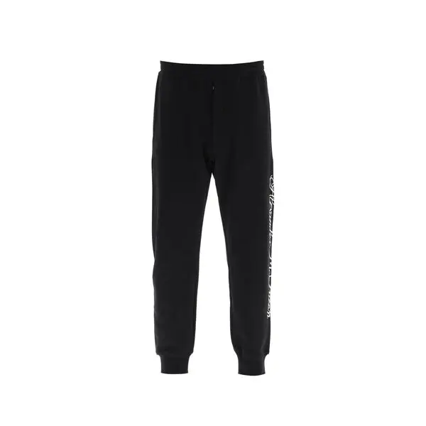 Alexander McQueen Logo Cotton Pants - Black