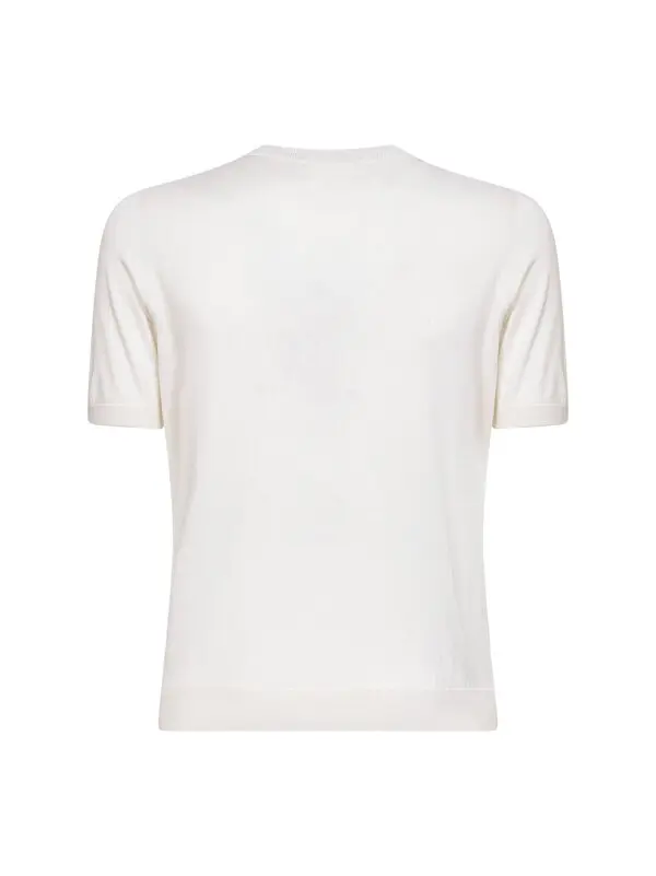 Tagliatore White Silk Knit Crewneck T-shirt - Multicolor