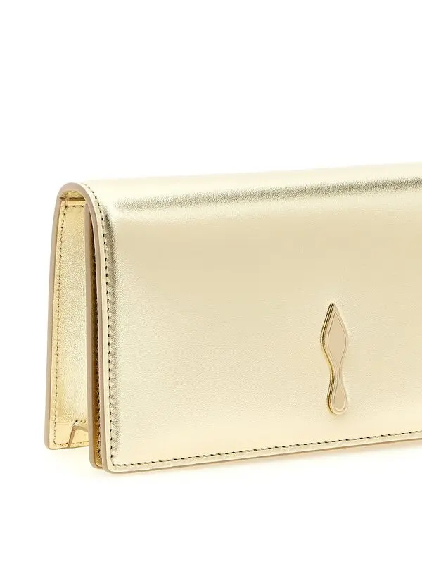 CHRISTIAN LOUBOUTIN Bettina Clutch In Patent Calfskin With Detail - Gold