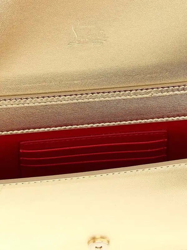 CHRISTIAN LOUBOUTIN Bettina Clutch In Patent Calfskin With Detail - Gold