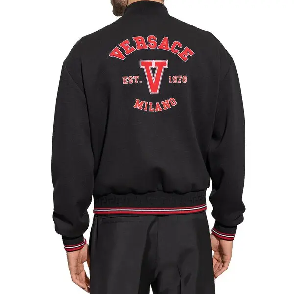 Versace Patch Bomber Jacket With Zip Closure