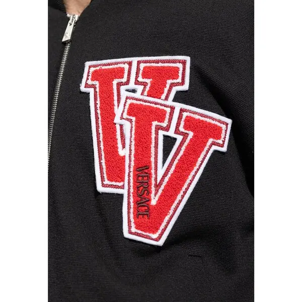 Versace Patch Bomber Jacket With Zip Closure