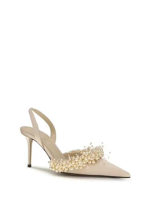 Mach & Mach Slingback Pumps With Pearls - Multicolor
