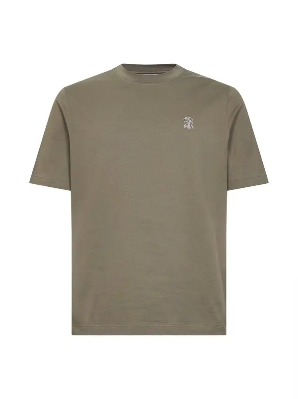 Brunello Cucinelli Khaki Solomeo Crest T-shirt