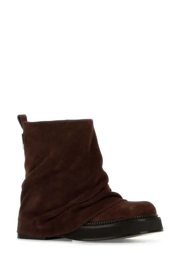 Attico Suede Mini Robin Ankle Boots - Brown