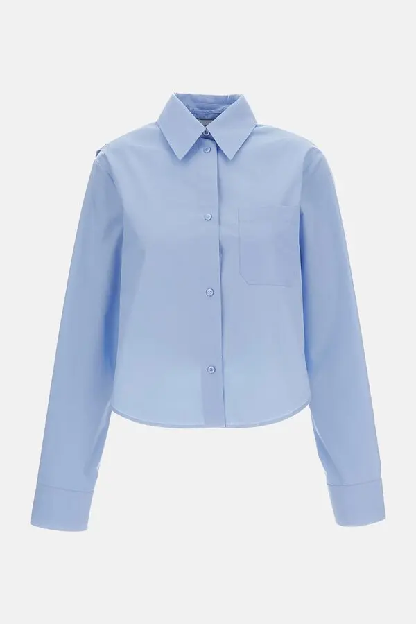 Sportmax Cropped Cotton-blend Shirt With Pleated Back - Multicolor