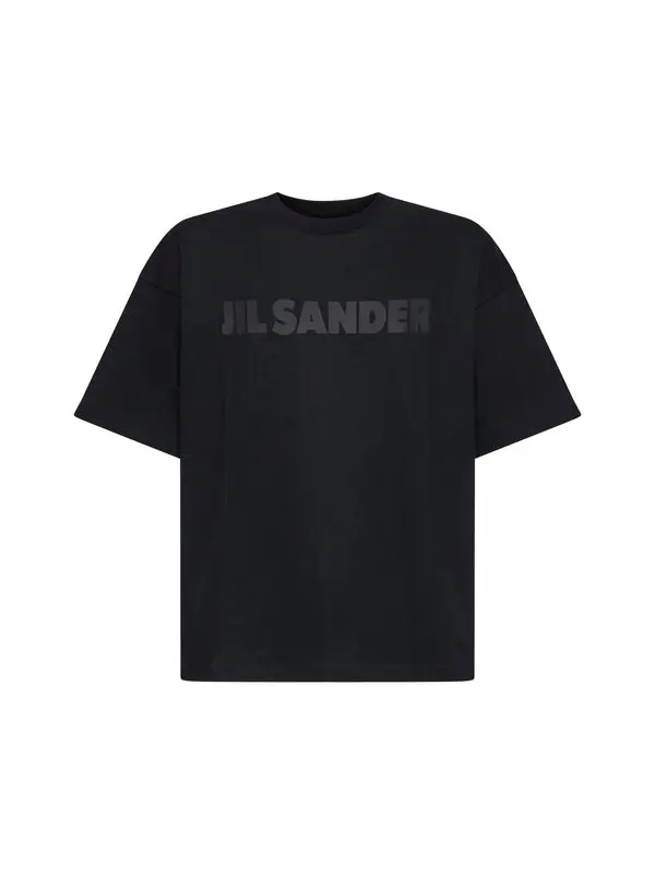 JIL SANDER Black Printed Logo Cotton T-shirt - Multicolor