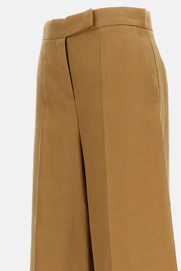 Max Mara Khaki Linen Diagonal Fabric Bermuda Shorts - Multicolor