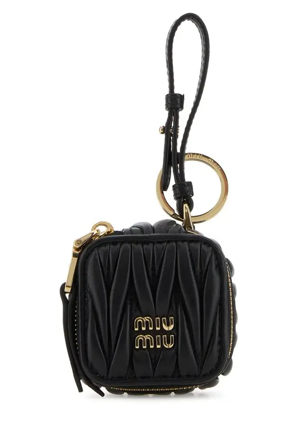 Miu Miu Leather Pouch With Keychain - Multicolor