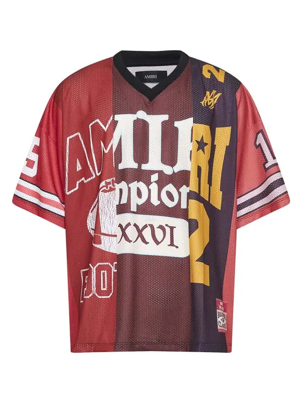 Amiri Red Mesh Oversized Spliced T-shirt - Multicolor