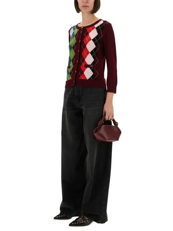 GANNI Jacquard Argyle Cashmere Cardigan - Multicolor