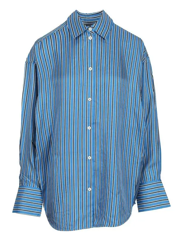 TOTEME Oversized Striped Silk Shirt - Blue