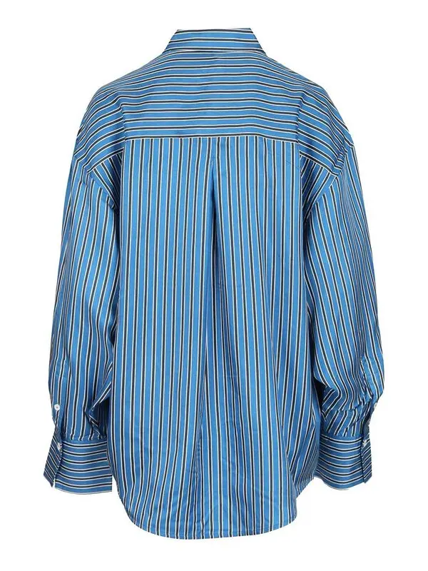 TOTEME Oversized Striped Silk Shirt - Blue