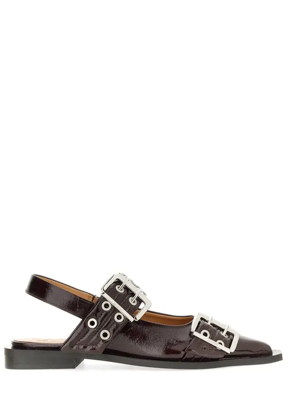 GANNI Ballerina Flats With Buckle Detail - Multicolor
