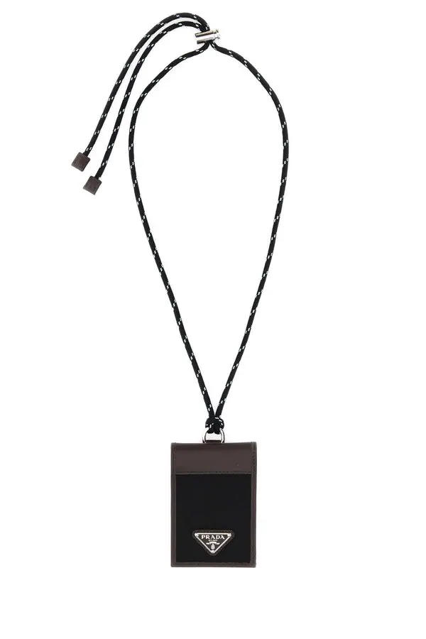 Prada Two-tone Canvas And Leather Card Holder - Multicolor