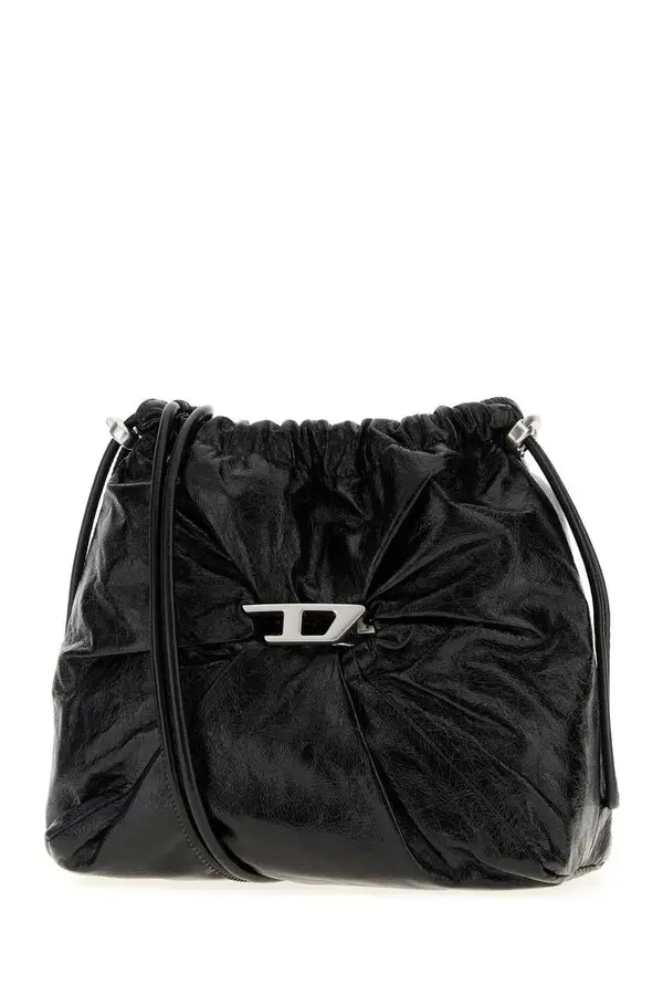 DIESEL® Leather Scrunch Bucket Bag - Black