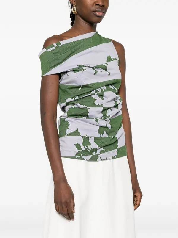 Dries Van Noten Hunray" Draped Cotton Top - Multicolor