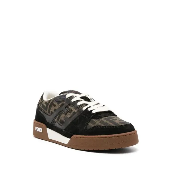 Fendi Canvas And Suede Zucca Monogram Sneakers