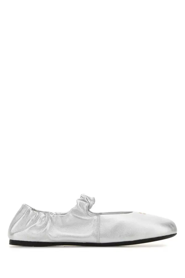 Miu Miu Leather Ballerinas - Silver