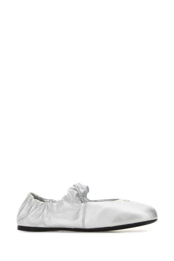 Miu Miu Leather Ballerinas - Silver