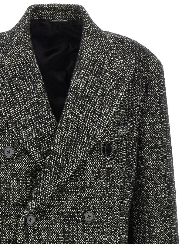 Dolce & Gabbana Bouclé Wool Blend Coat