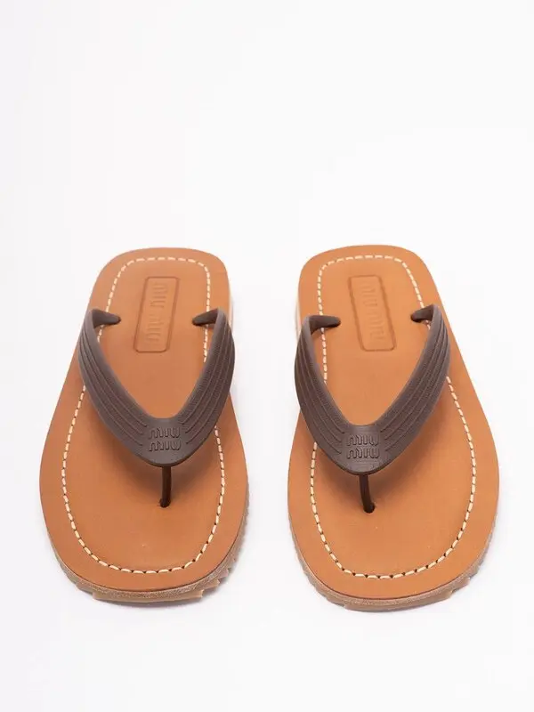 Miu Miu Leather Flip Flops - Multicolor