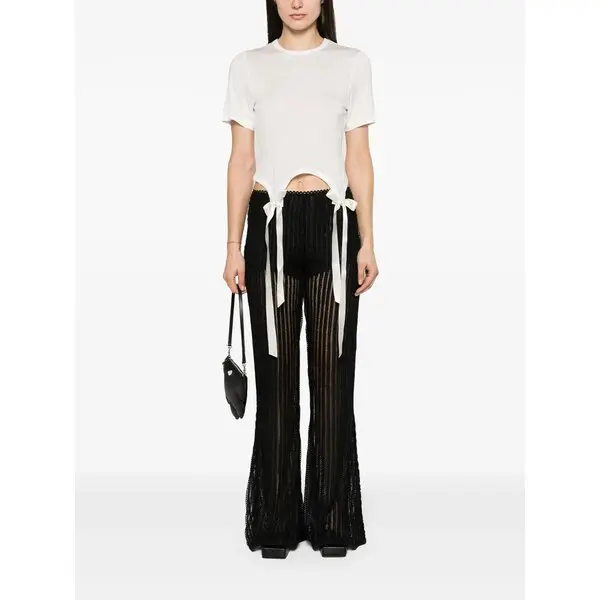 Simone Rocha Ivory Lyocell Bow Detail T-shirt