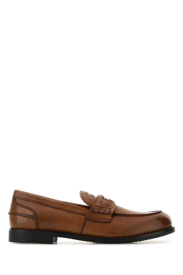 Miu Miu Leather Loafers - Brown