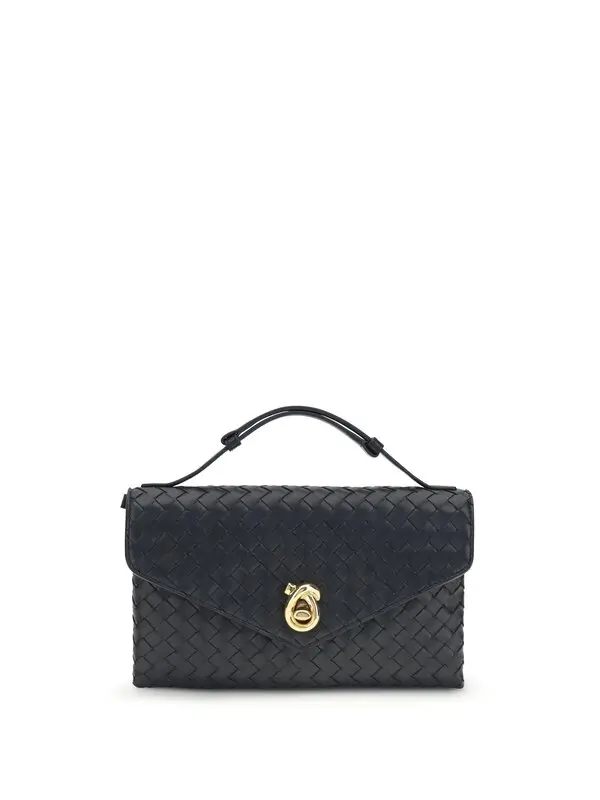 Bottega Veneta Knot Lock Shoulder Bag In Lambskin Leather - Blue