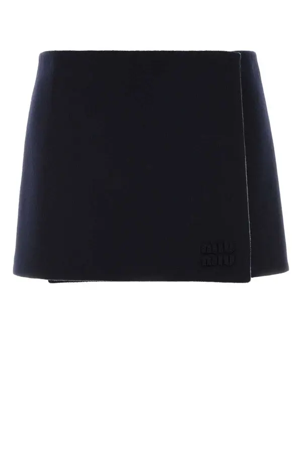 Miu Miu Midnight Wool Blend Reversible Mini Skirt - Blue