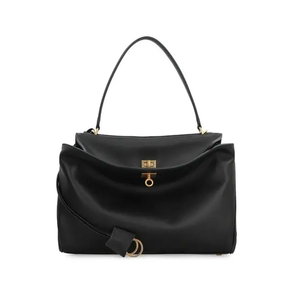 Balenciaga Calf Leather Shoulder Bag With Gold-tone Hardware - Black