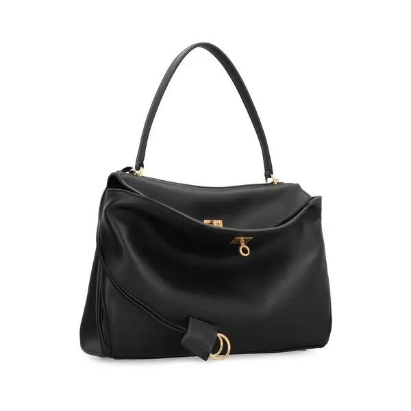 Balenciaga Calf Leather Shoulder Bag With Gold-tone Hardware - Black