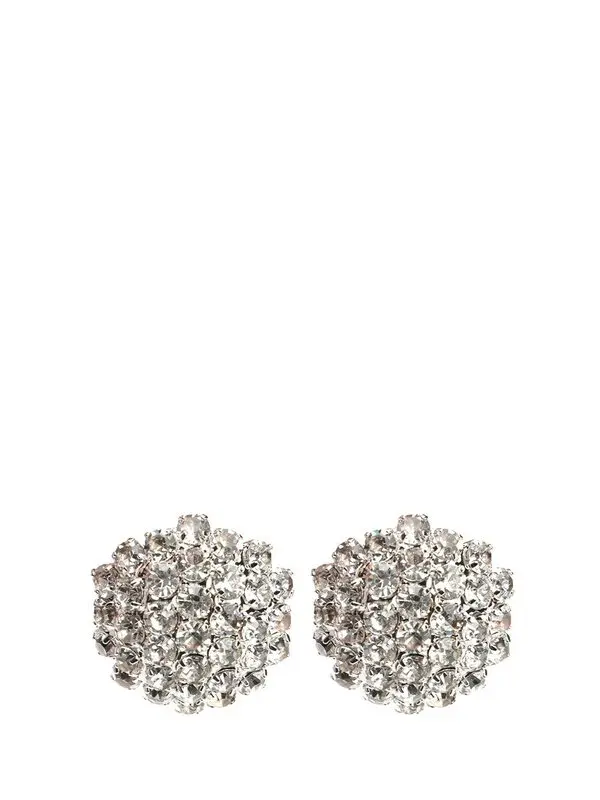 SELF-PORTRAIT Crystal Embellished Flower Earrings - Silver