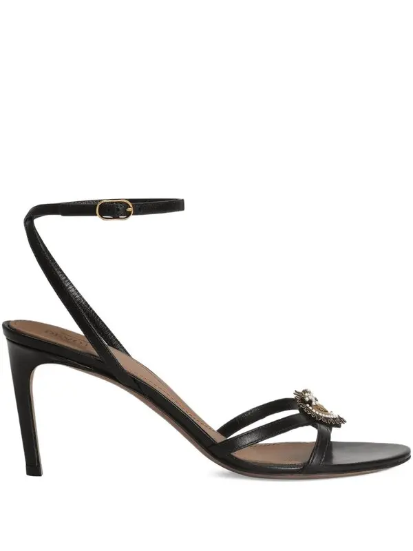 Dolce & Gabbana Black Leather Devotion Stiletto Sandals