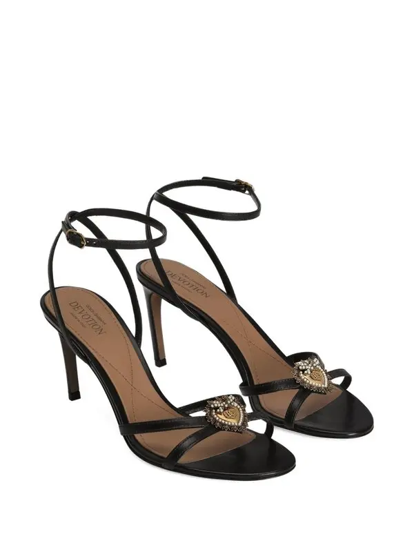 Dolce & Gabbana Black Leather Devotion Stiletto Sandals