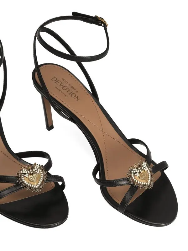 Dolce & Gabbana Black Leather Devotion Stiletto Sandals