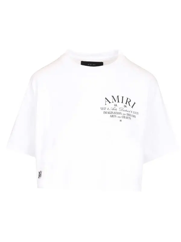 Amiri Cropped T-shirt With Arts Print - White