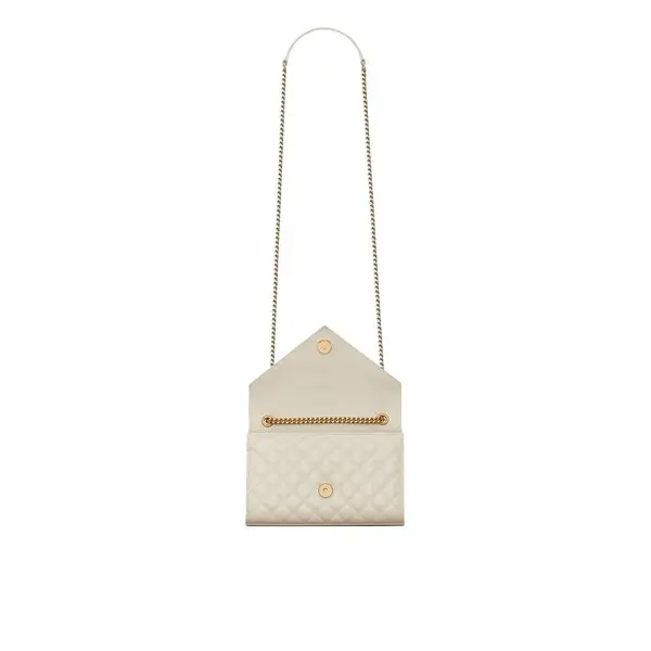 Saint Laurent Envelope Small Bag With Chain Strap - Cream