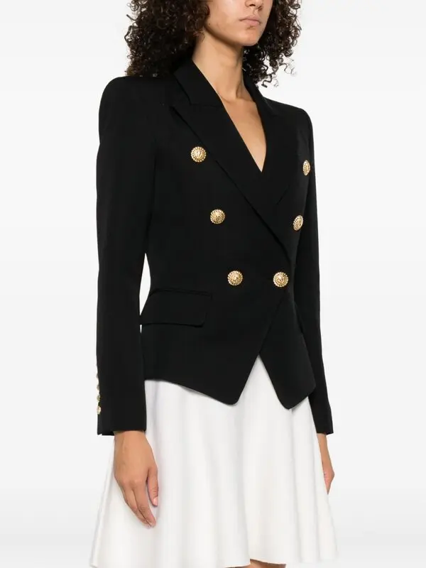 Balmain Double-breasted Wool Jacket With Gold-tone Buttons - Multicolor
